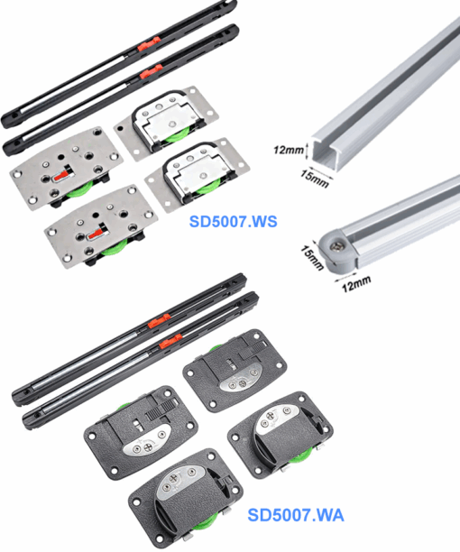 Ray âm SD.5007.R/W cho tủ áo – Bánh xe giảm chấn cao cấp